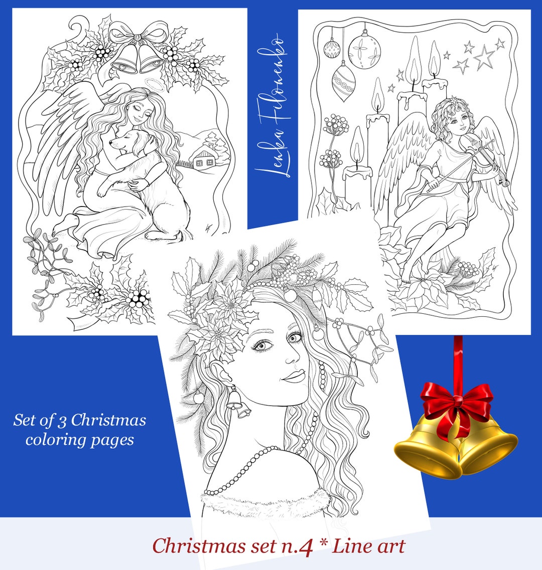 Christmas Set of Coloring Pages N.4 LINE ART PDF Download - Etsy