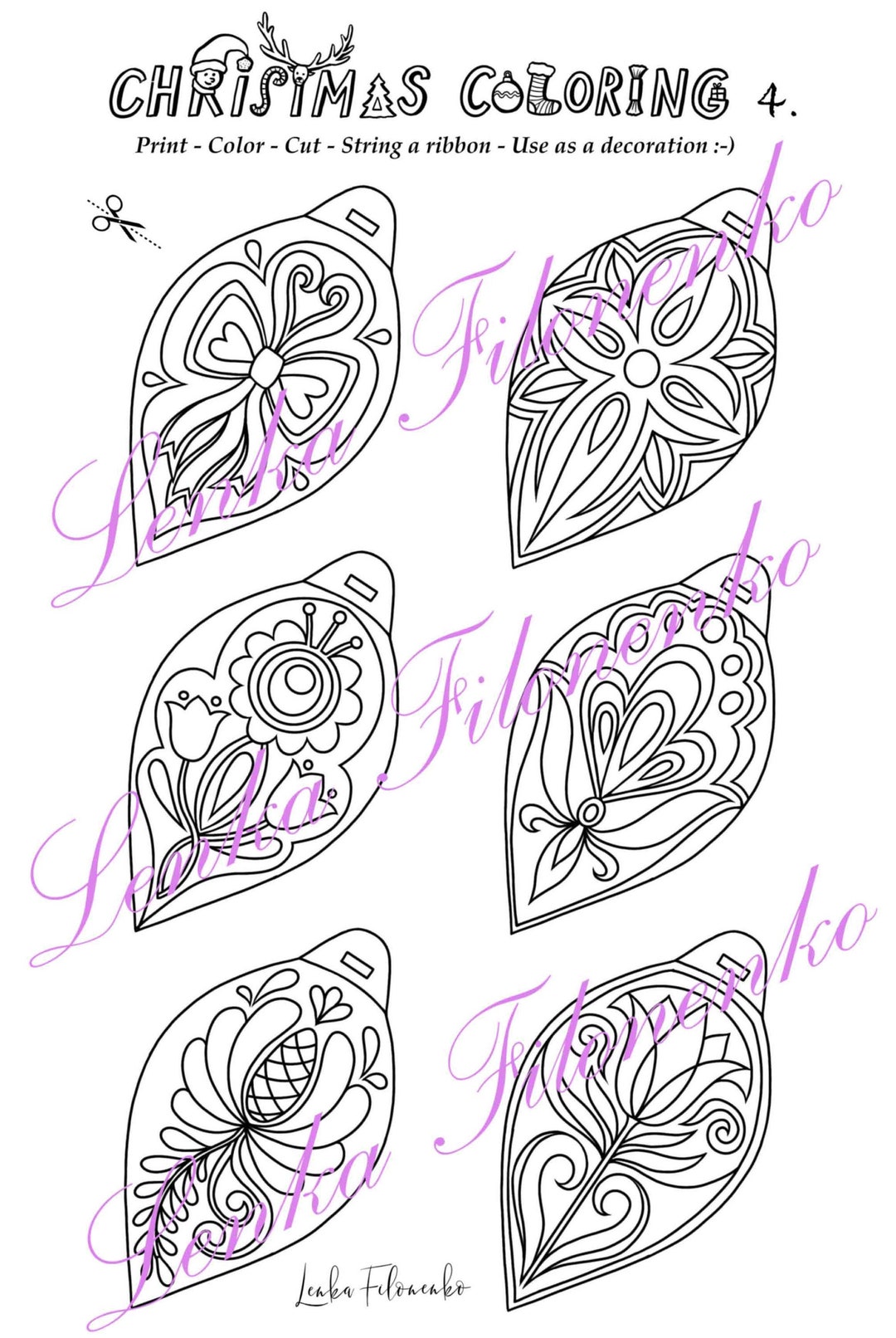 Christmas Coloring Activity 4 Coloring Christmas Decorations PDF ...