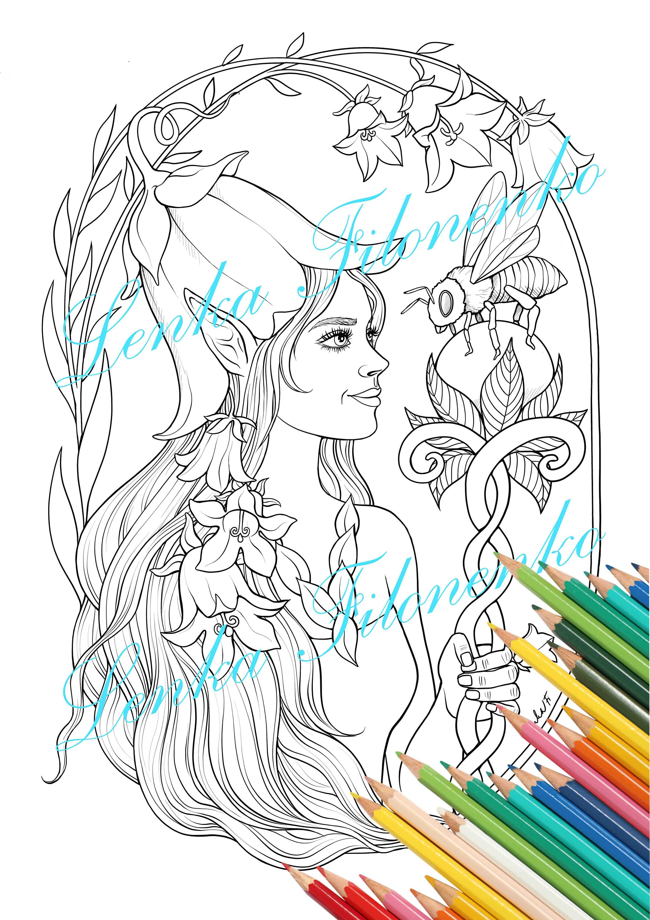 Fairy Printable Line Art Coloring Book, PDF Download - Etsy
