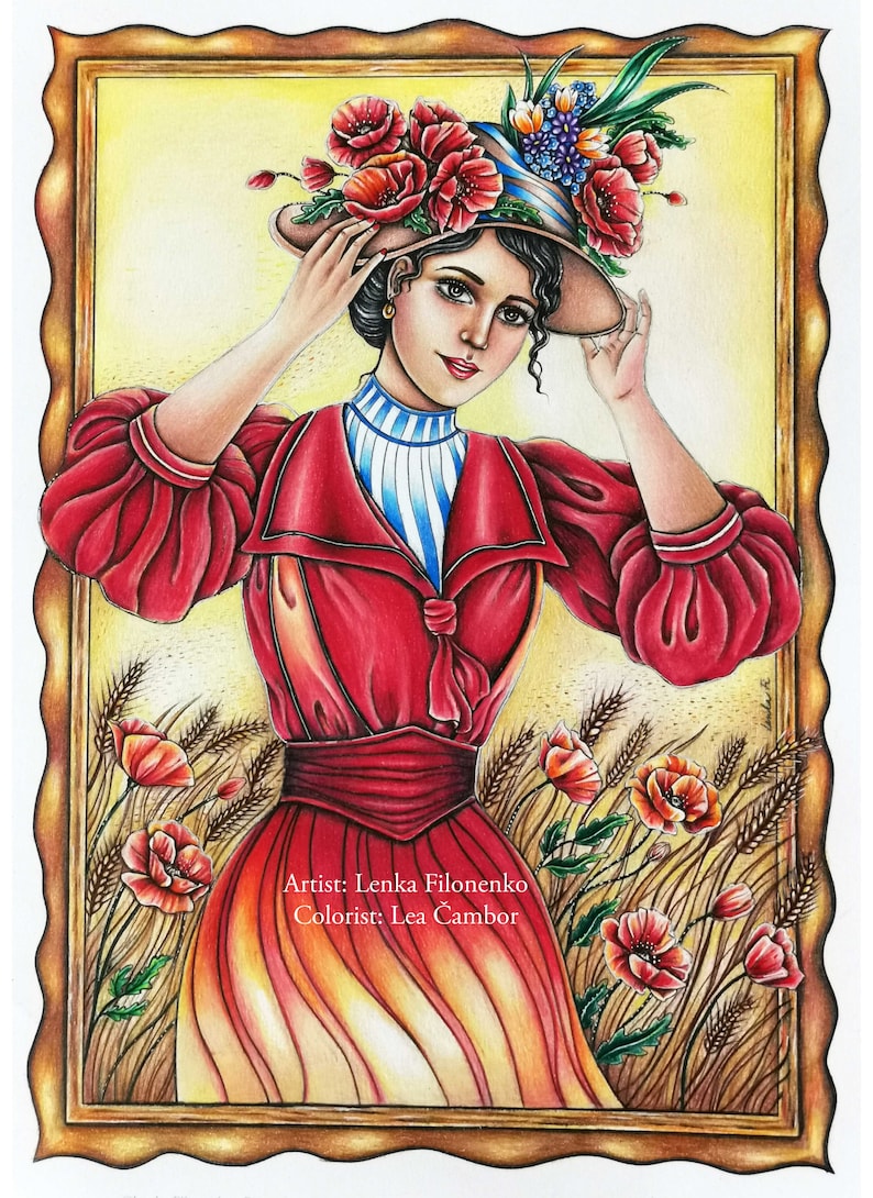 Victorian Grace LINE ART Pdf Adult Coloring Book Download and Print 21 ...