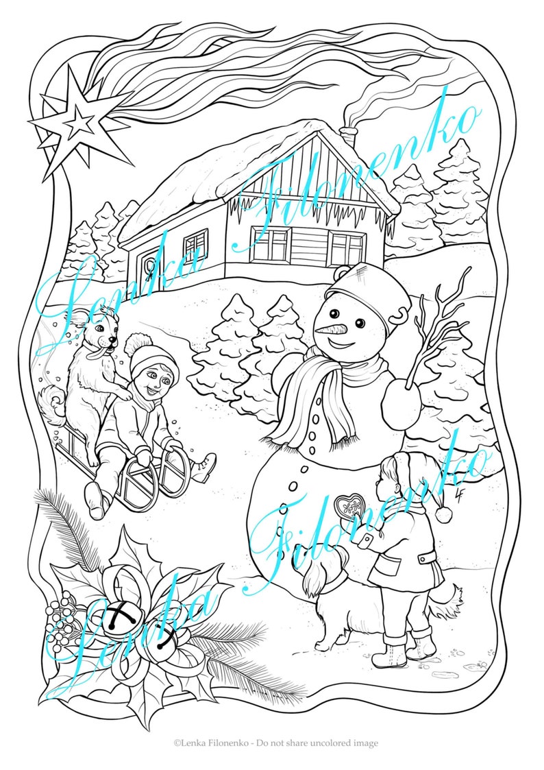 Set of 3 Christmas LINE ART Coloring Pages Nr.2 PDF Download - Etsy