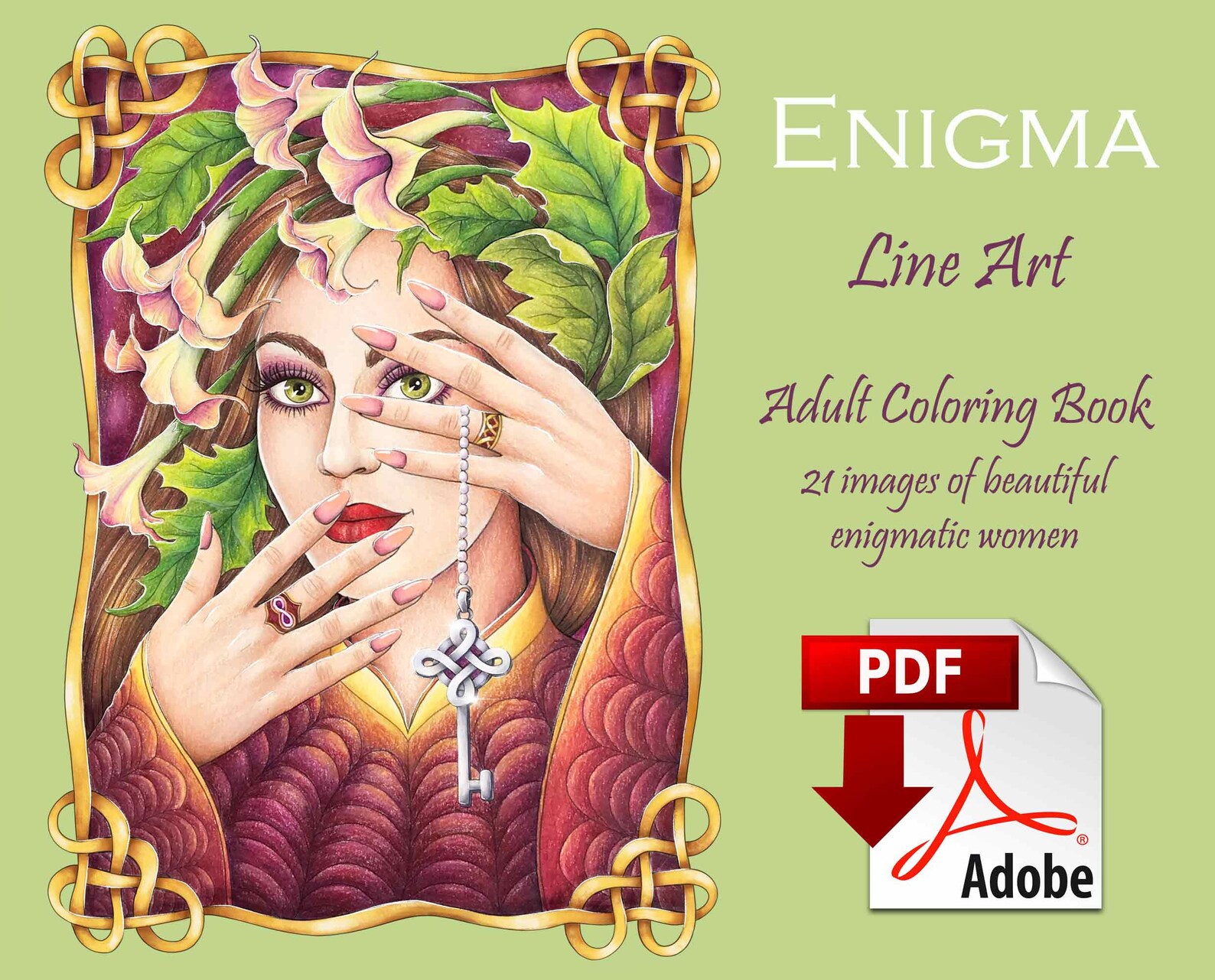 ENIGMA Line Art Pdf Adult Coloring Book Download and Print - Etsy