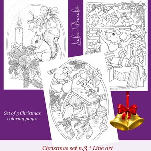 Christmas Set of Coloring Pages N.3 LINE ART PDF Download and Print - Etsy
