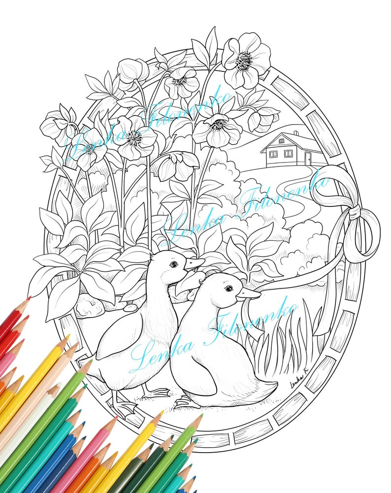 Printable Spring Line Art Coloring Book Hello Spring PDF - Etsy