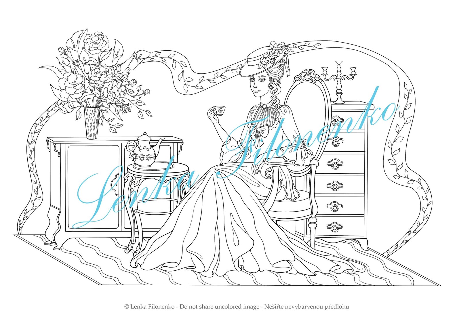 Set of 6 Coloring Pages, Princess Line Art, PDF Download and Print - Etsy