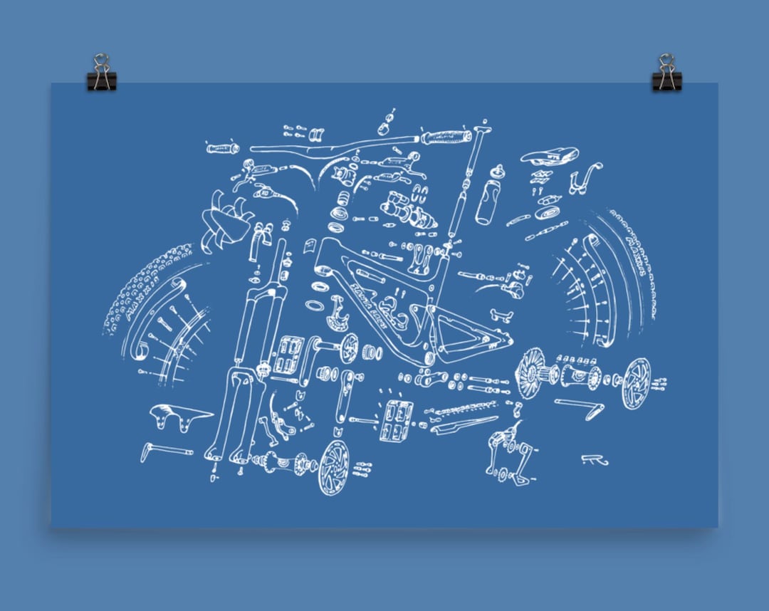 Mountain Bike Blueprint Poster - Etsy