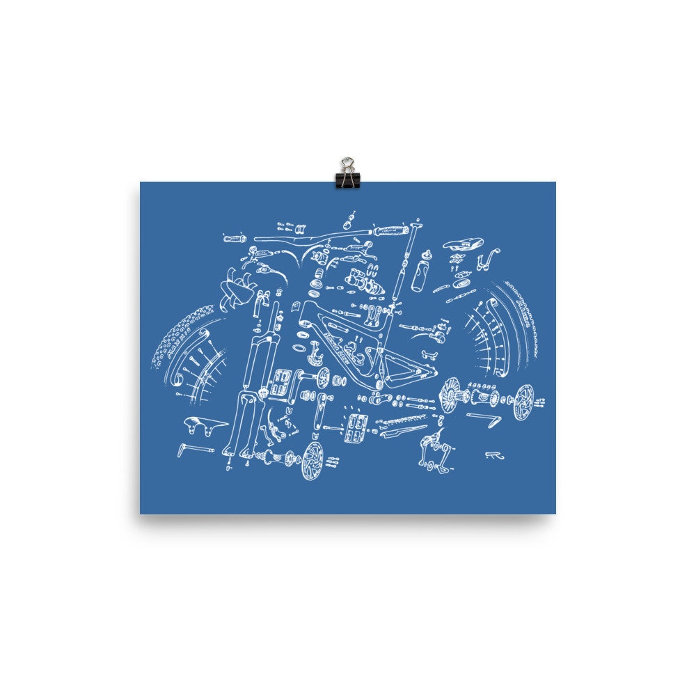 Mountain Bike Blueprint Poster - Etsy