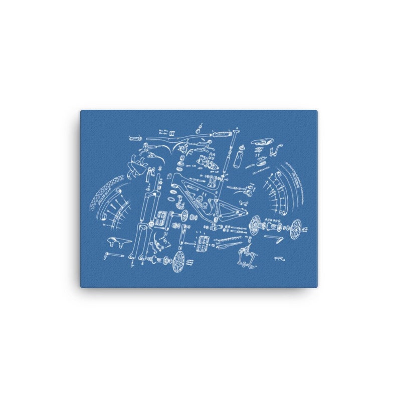 Mountain Bike Parts Blueprint (blueprint Style Canvas) - Etsy