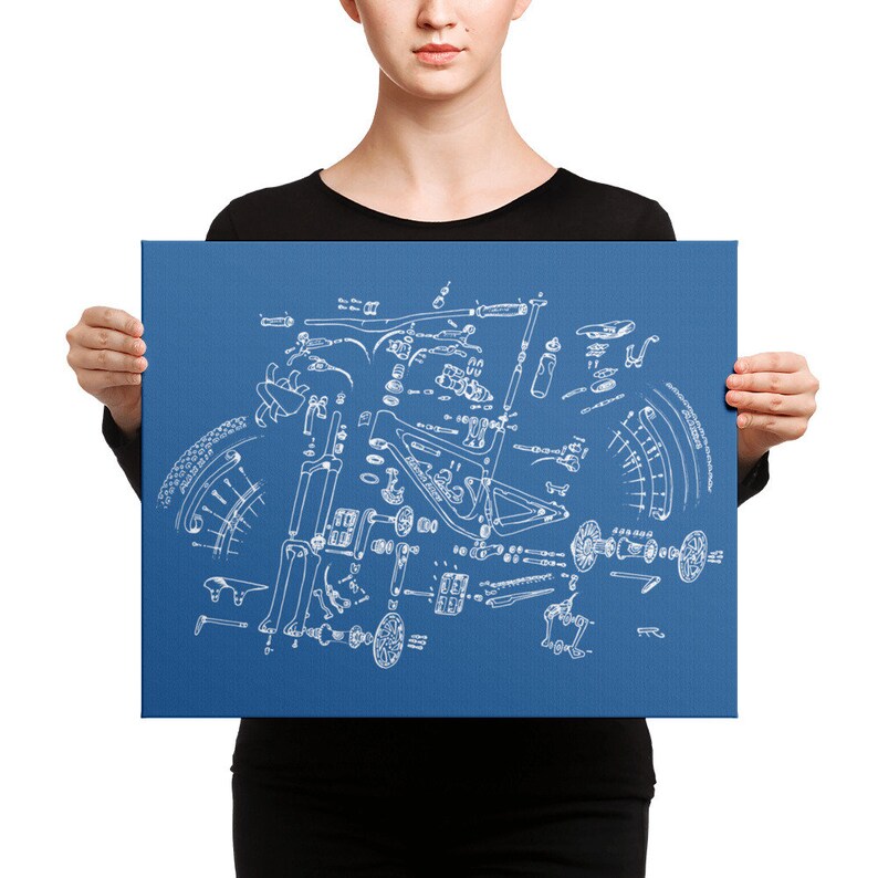 Mountain Bike Parts Blueprint (blueprint Style Canvas) - Etsy