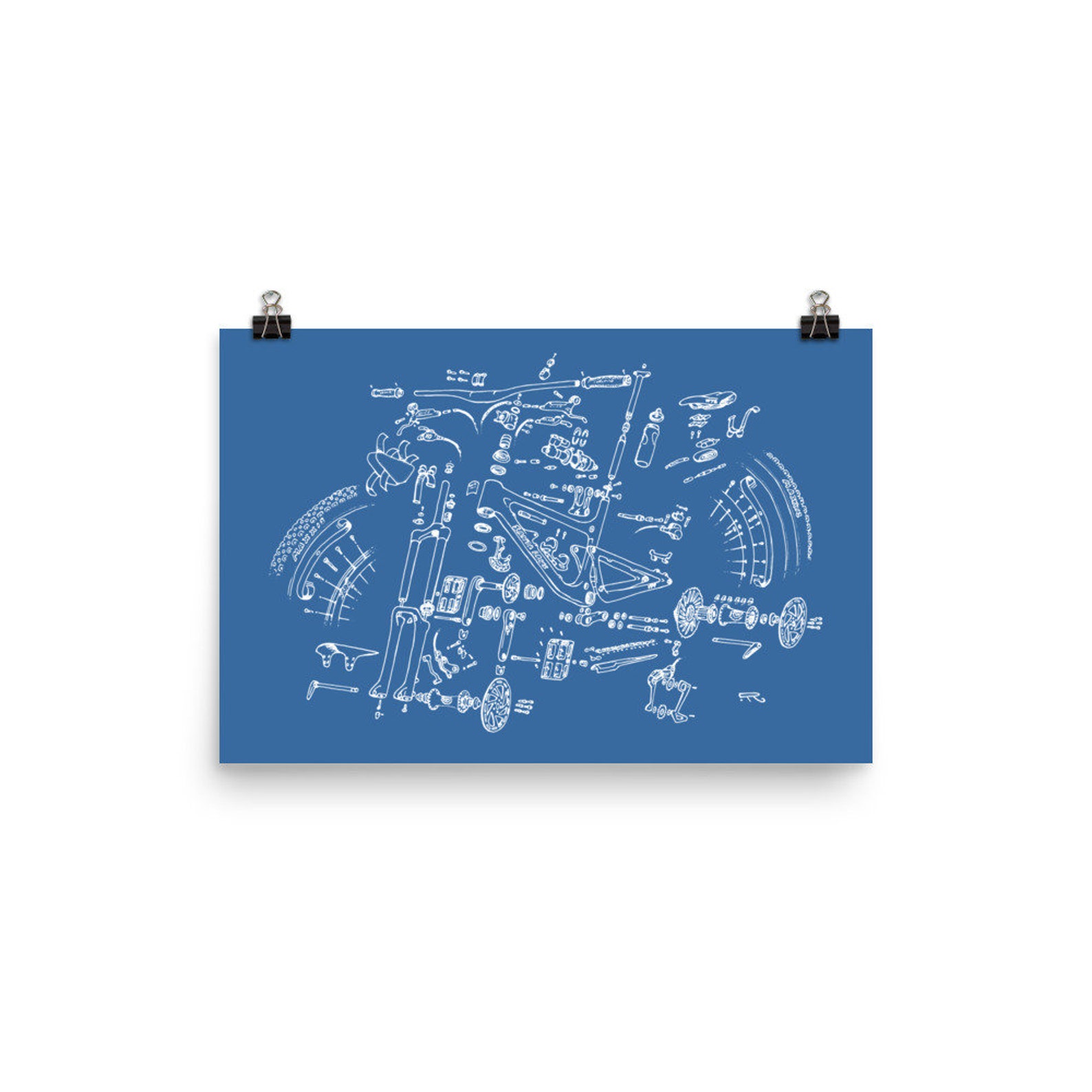 Mountain bike blueprint poster | Etsy