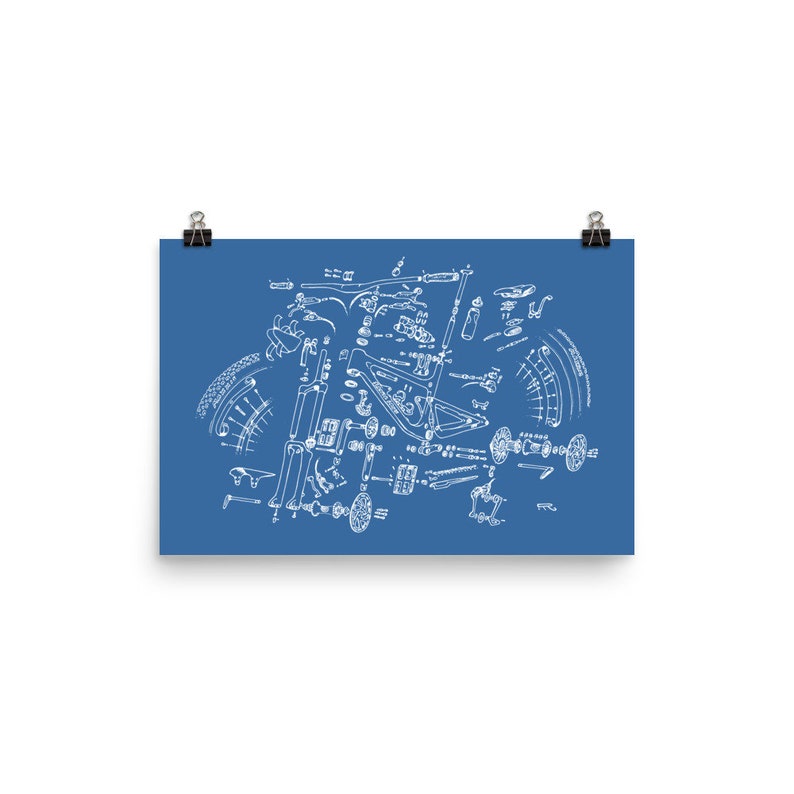 Mountain Bike Blueprint Poster - Etsy