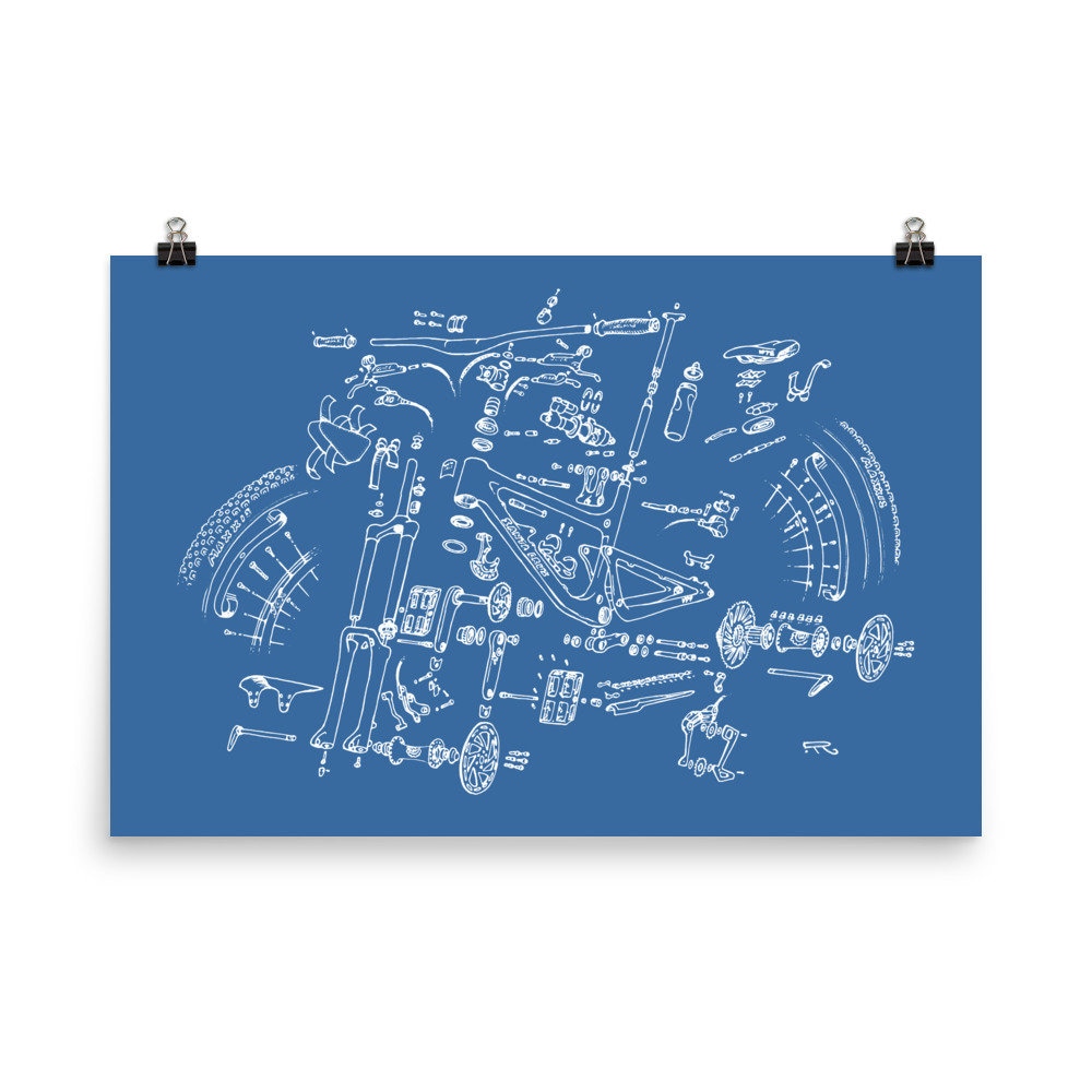Mountain Bike Blueprint Poster - Etsy