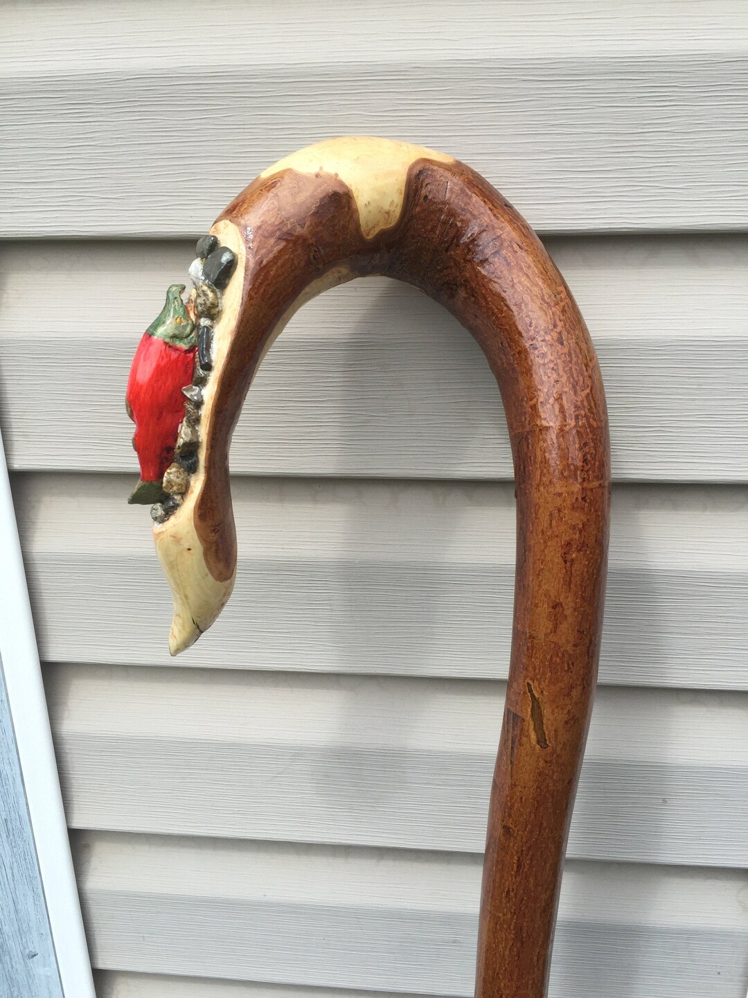 Maple Crook With Carved Salmon - Etsy