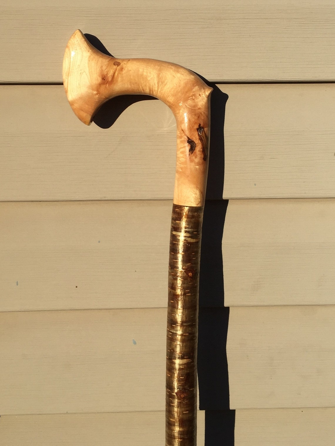 Maple Handle on Yellow Birch Walking Stick - Etsy