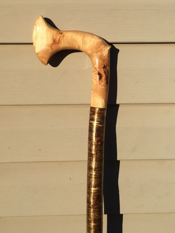 Maple Handle on Yellow Birch Walking Stick - Etsy