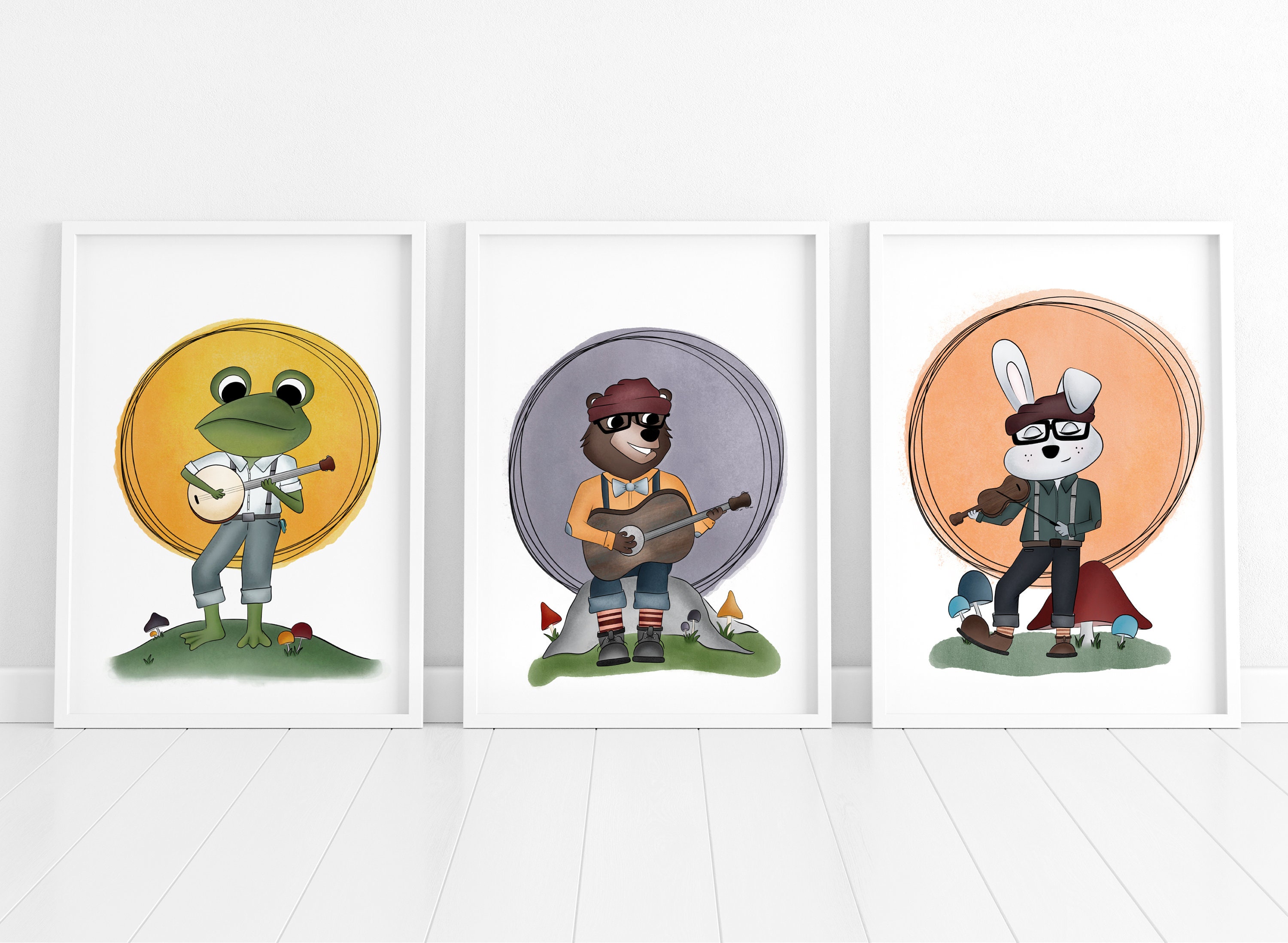 Harmonica Raccoon | Whimsical Illustration Print | Illustrated Woodland ...