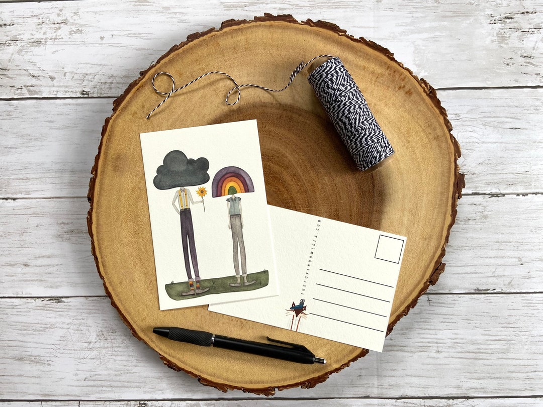 Postcard Cloud & Rainbow Postcard Hand Painted Watercolor Postcard - Etsy