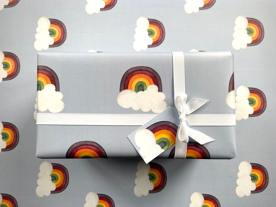 Rainbow Gift Wrap|hand Painted Gift Wrap Sheets|watercolor Wrapping ...
