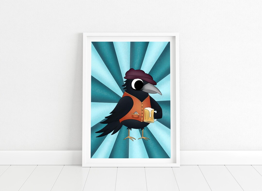 Blue Raven Illustration | Whimsical Gothic Art Print - Etsy