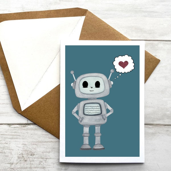 Robot Greetings Card - Etsy