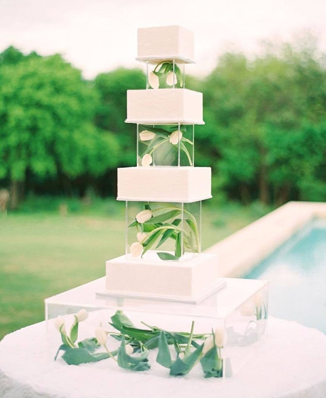 Set of 5 Wedding Cake Risers Clear Acrylic Box Wedding - Etsy