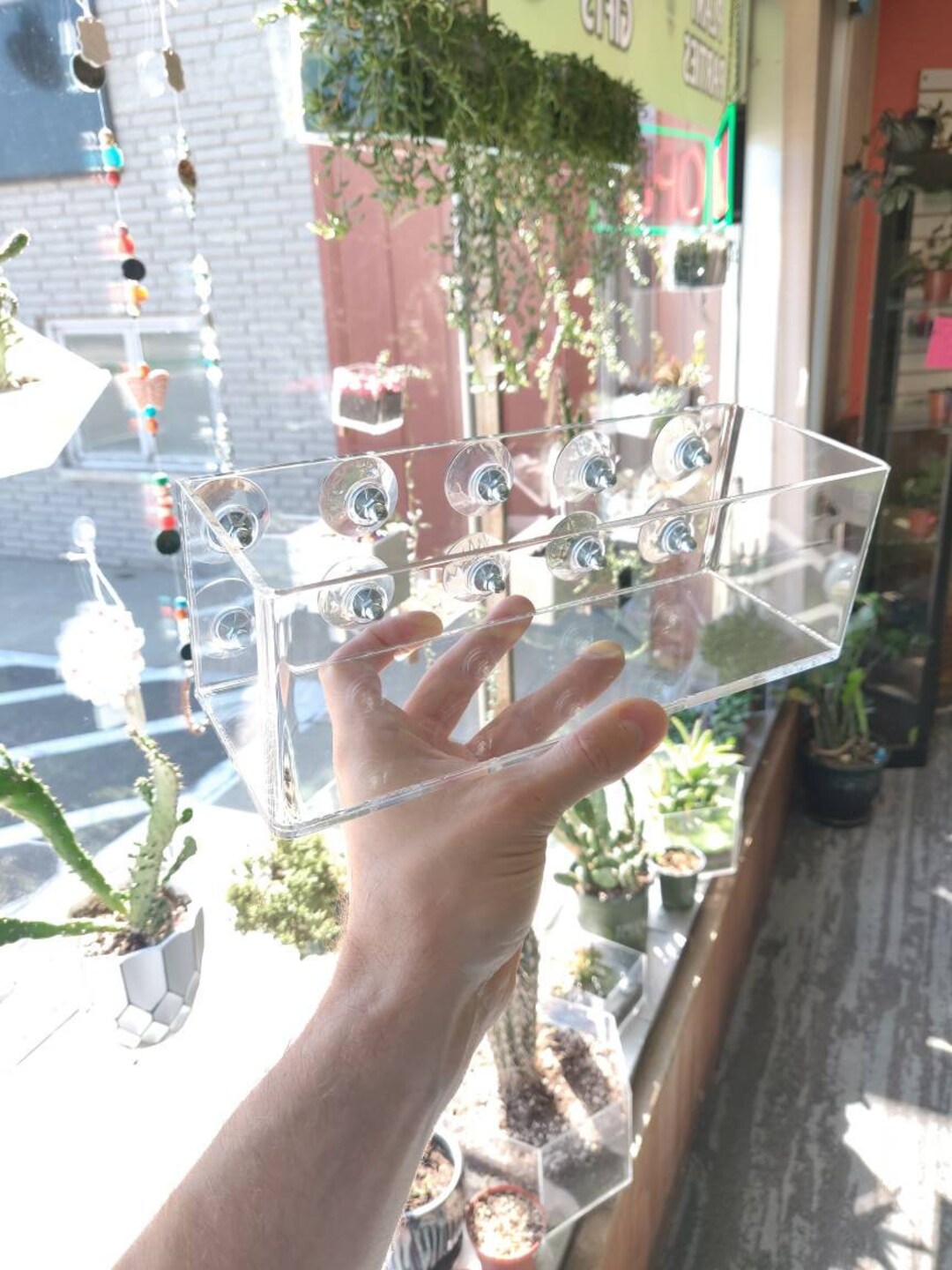 Suction Cup Window Planter -9"x3"x3"- Large Window Box Style. Attaches ...