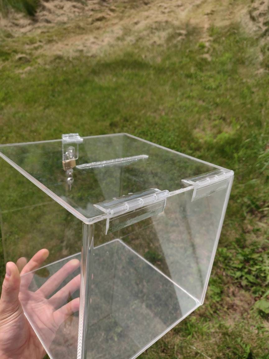 Lock Box Acrylic Clear Plexiglass Donation Box / - Etsy
