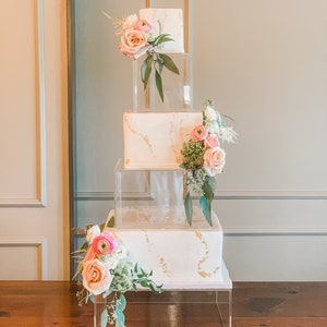 Set of 3 Wedding Cake Stands - Clear Acrylic Box - Wedding Cake Riser ...