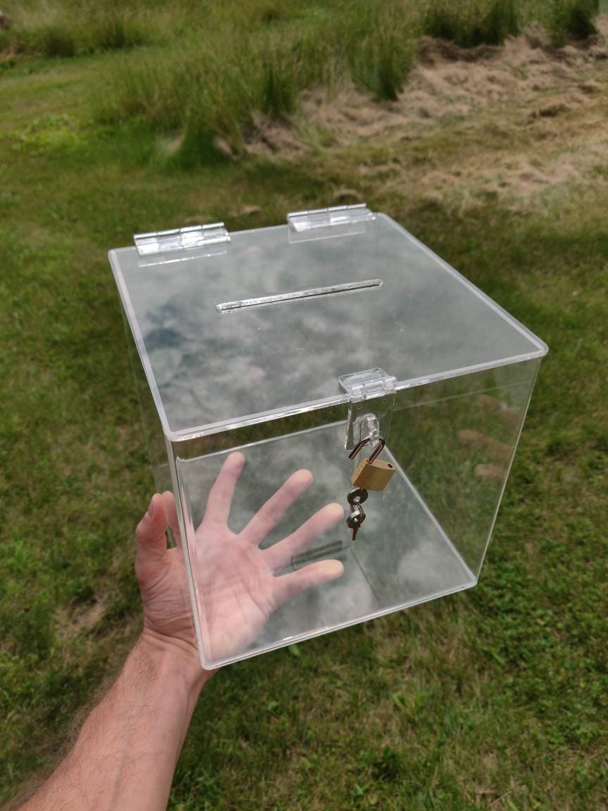 Lock Box Acrylic Clear Plexiglass Donation Box / - Etsy