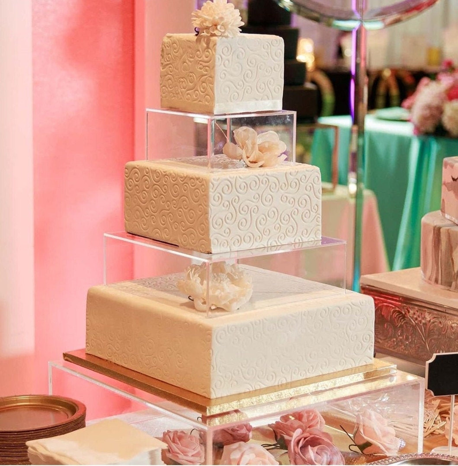 Set of 5 Wedding Cake Risers Clear Acrylic Box Wedding - Etsy