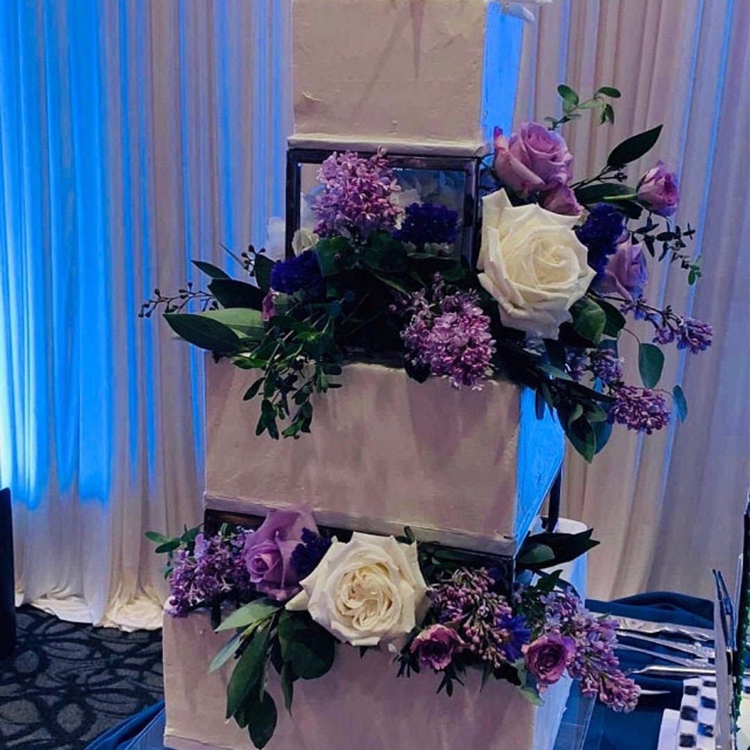 2 Open Side Wedding Cake Risers - Clear Acrylic - Floating Cake Stand ...