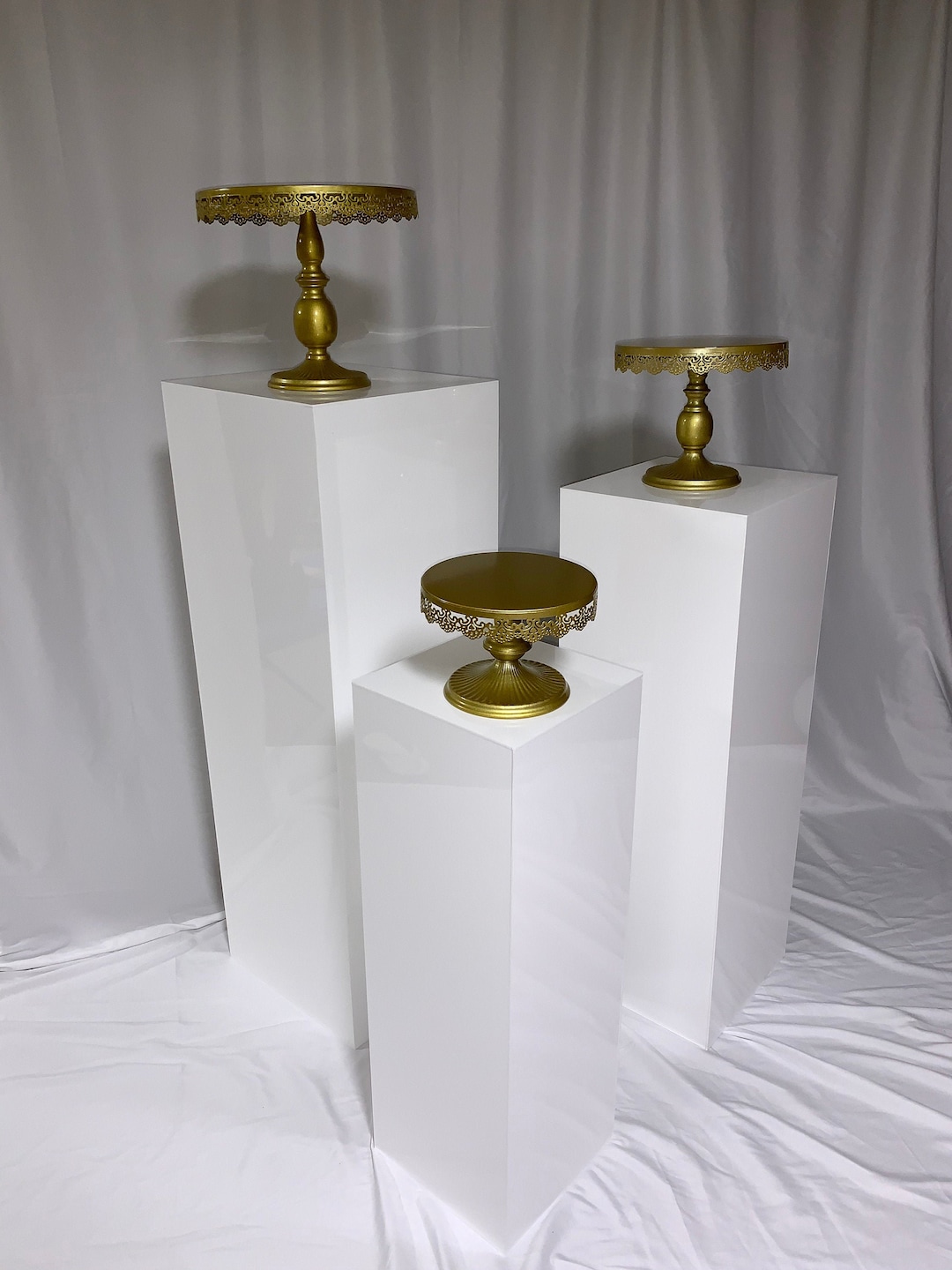 Wedding Pedestals Set of 3 - Clear or White - Plinth - Riser - Pedestal ...