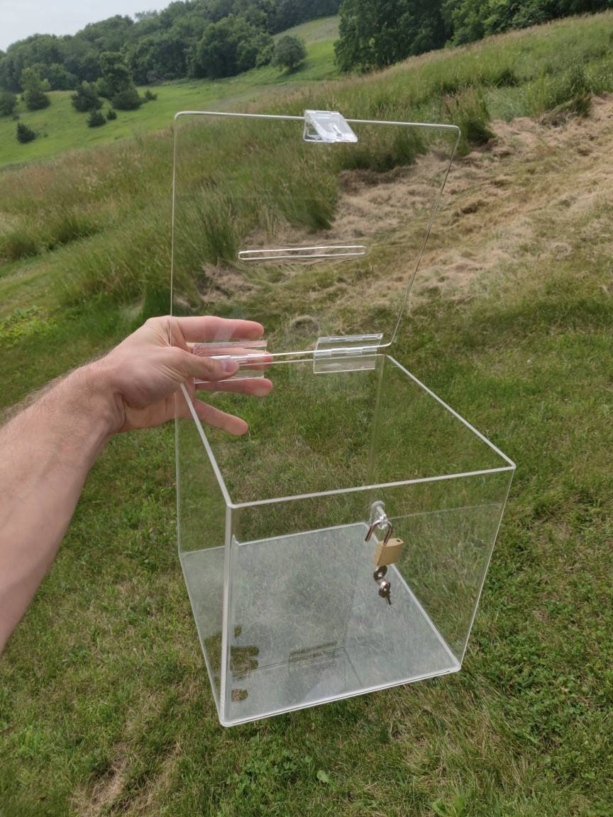 Lock Box Acrylic Clear Plexiglass Donation Box / - Etsy