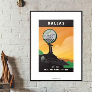 Old Diner Art Print Dallas Texas Travel Poster Texas Wall Art Home ...