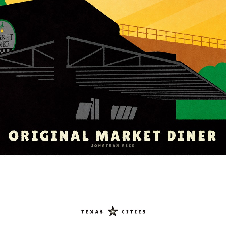 Old Diner Art Print Dallas Texas Travel Poster Texas Wall Art Home ...