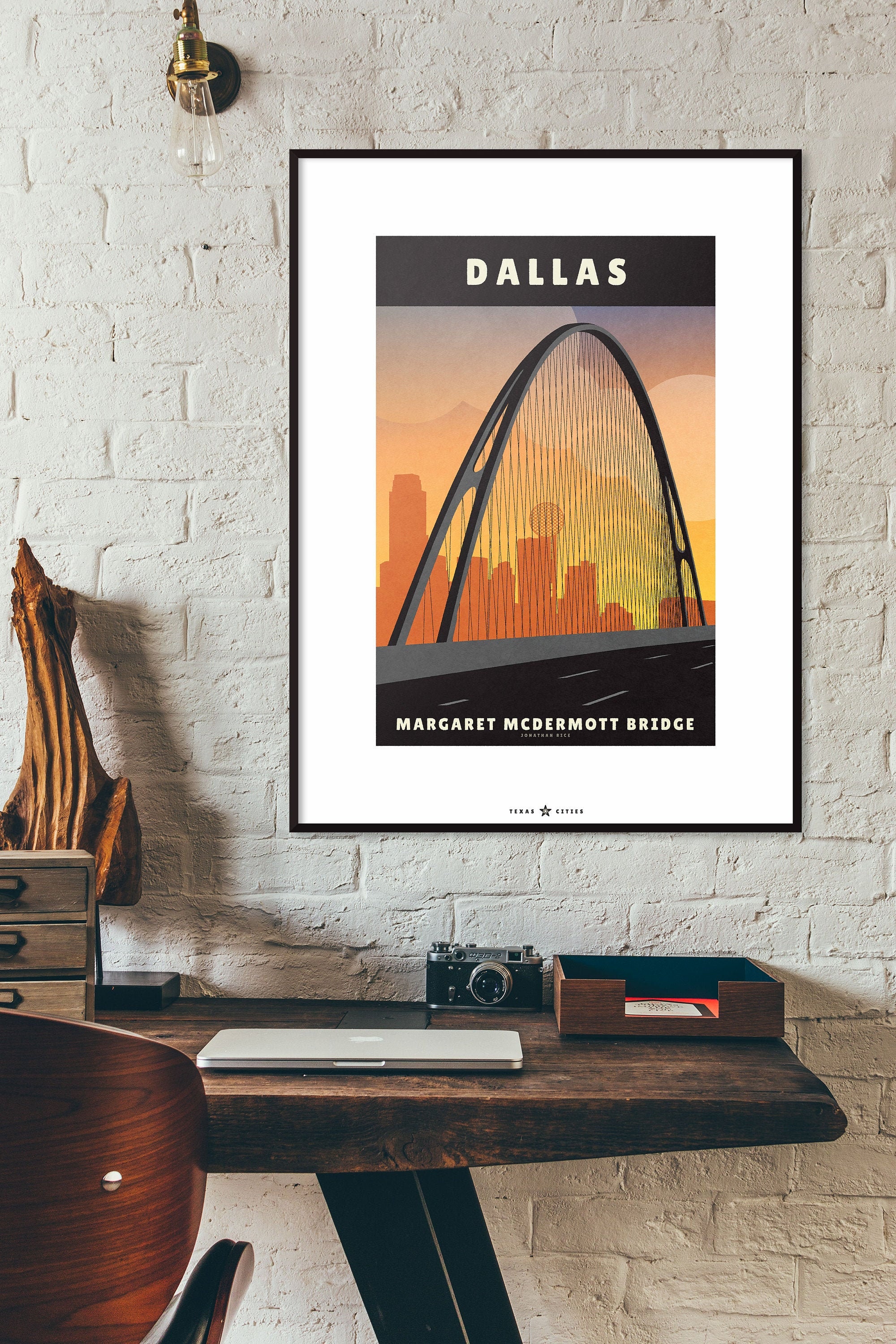 Margaret McDermott Bridge Print Dallas Texas Travel Poster | Etsy
