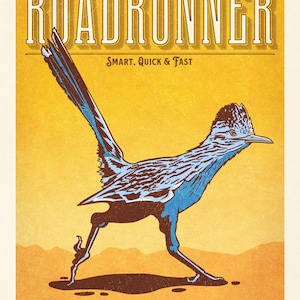 Retro Style Humorous Roadrunner Poster - Roadrunner Print - American ...
