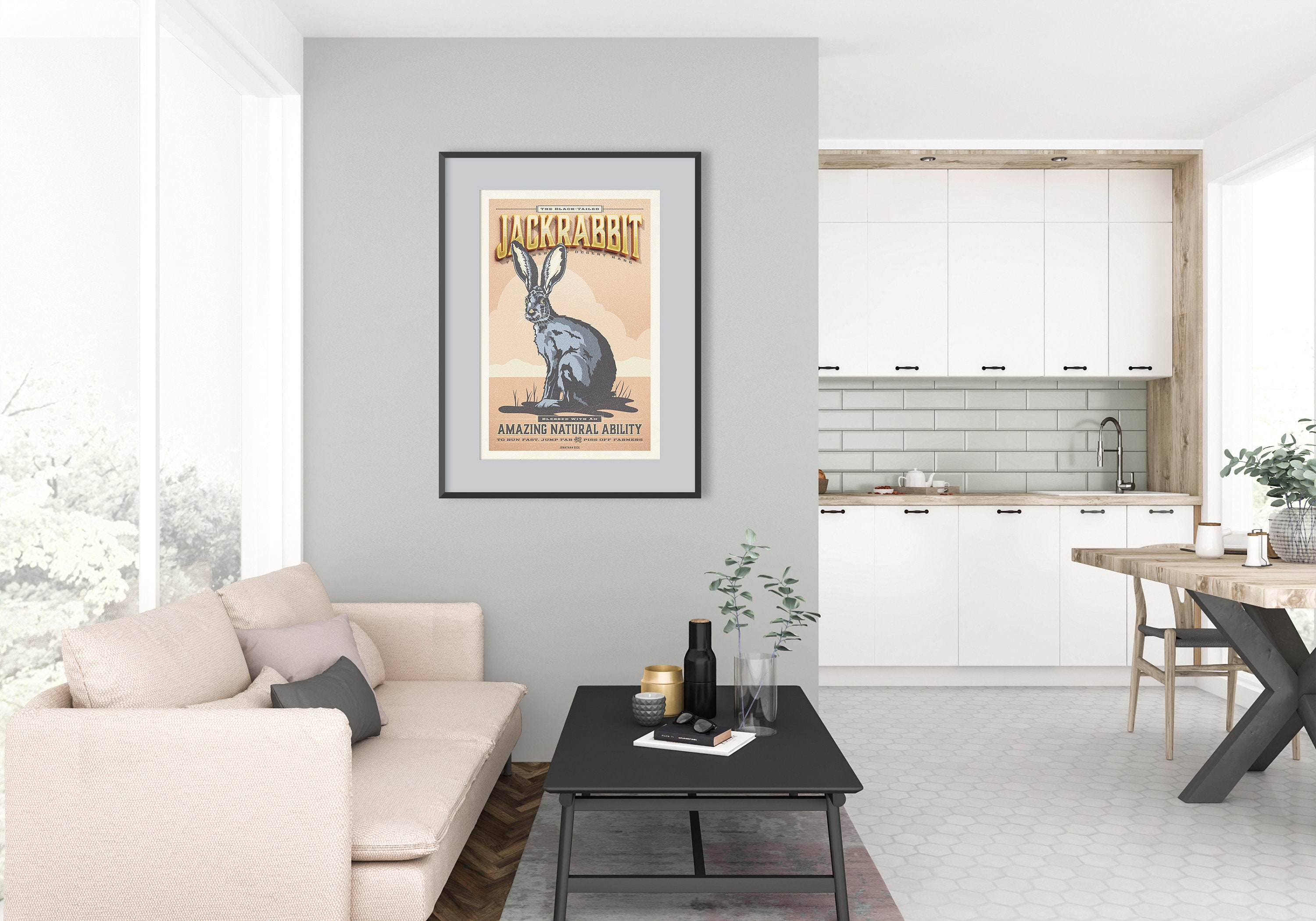 Retro Style Humorous Jackrabbit Poster - Jackrabbit Print - American ...