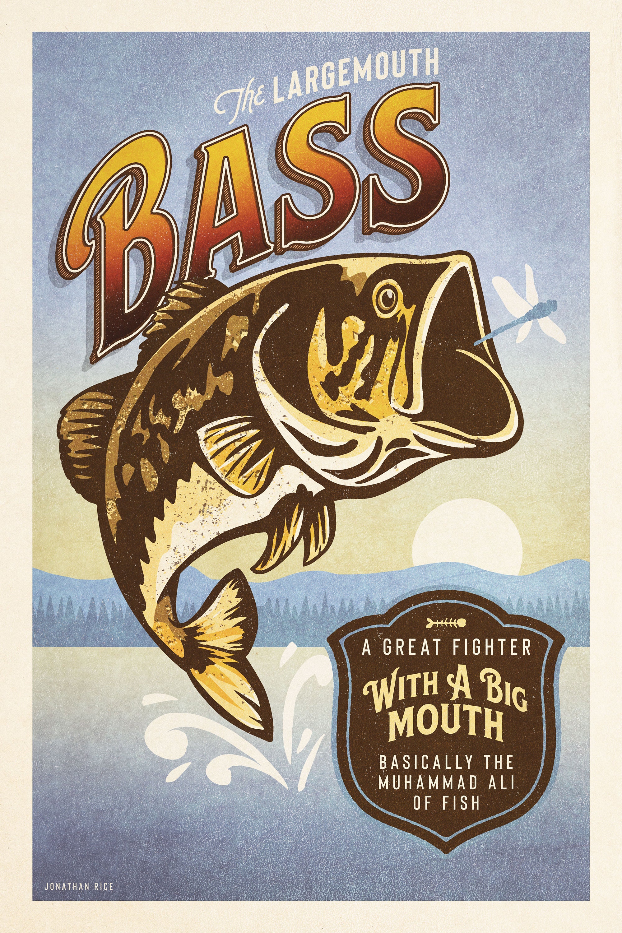 Retro Style Humorous Largemouth Bass Poster Largemouth Bass | Etsy