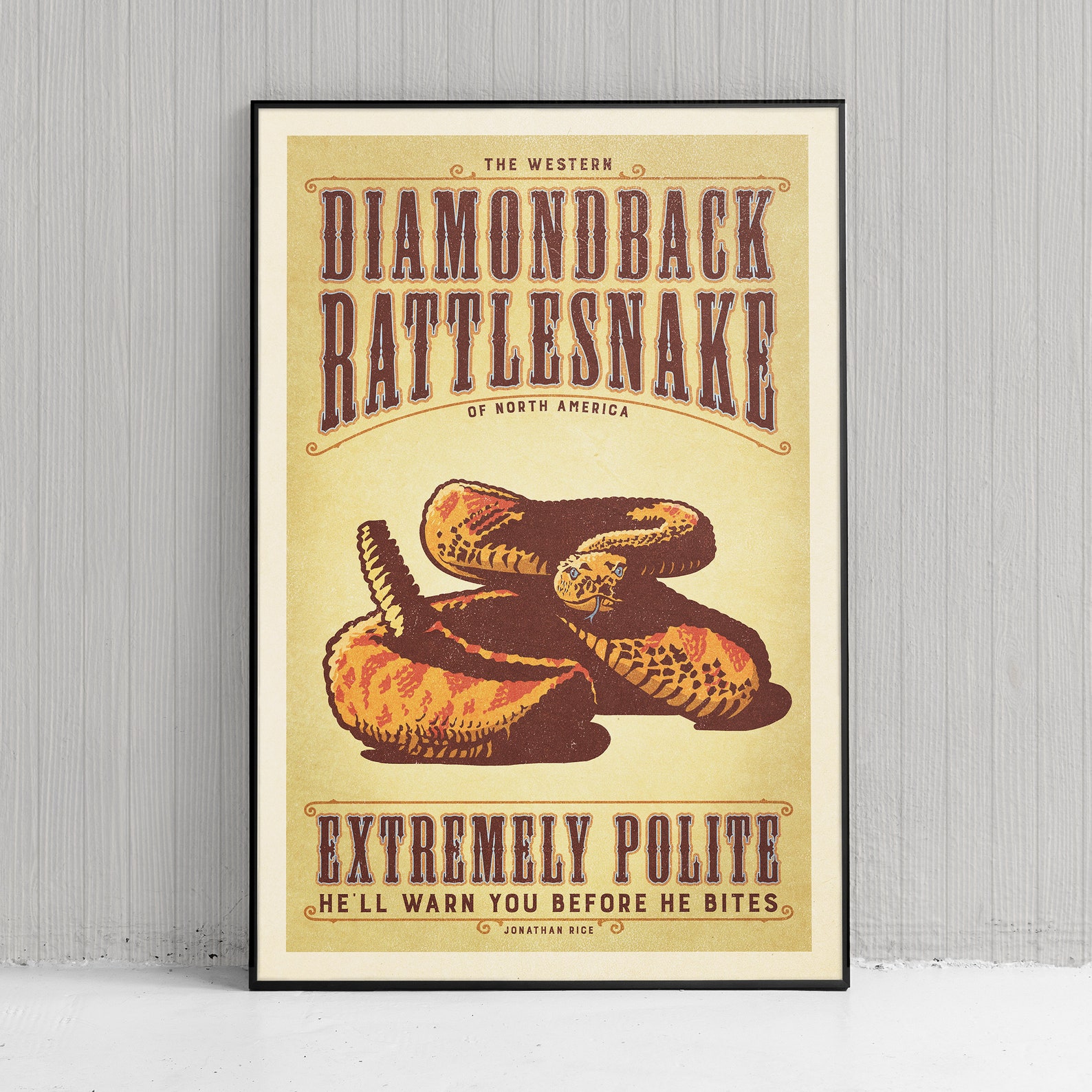 Retro Style Humorous Rattlesnake Poster - Rattlesnake Print - American ...