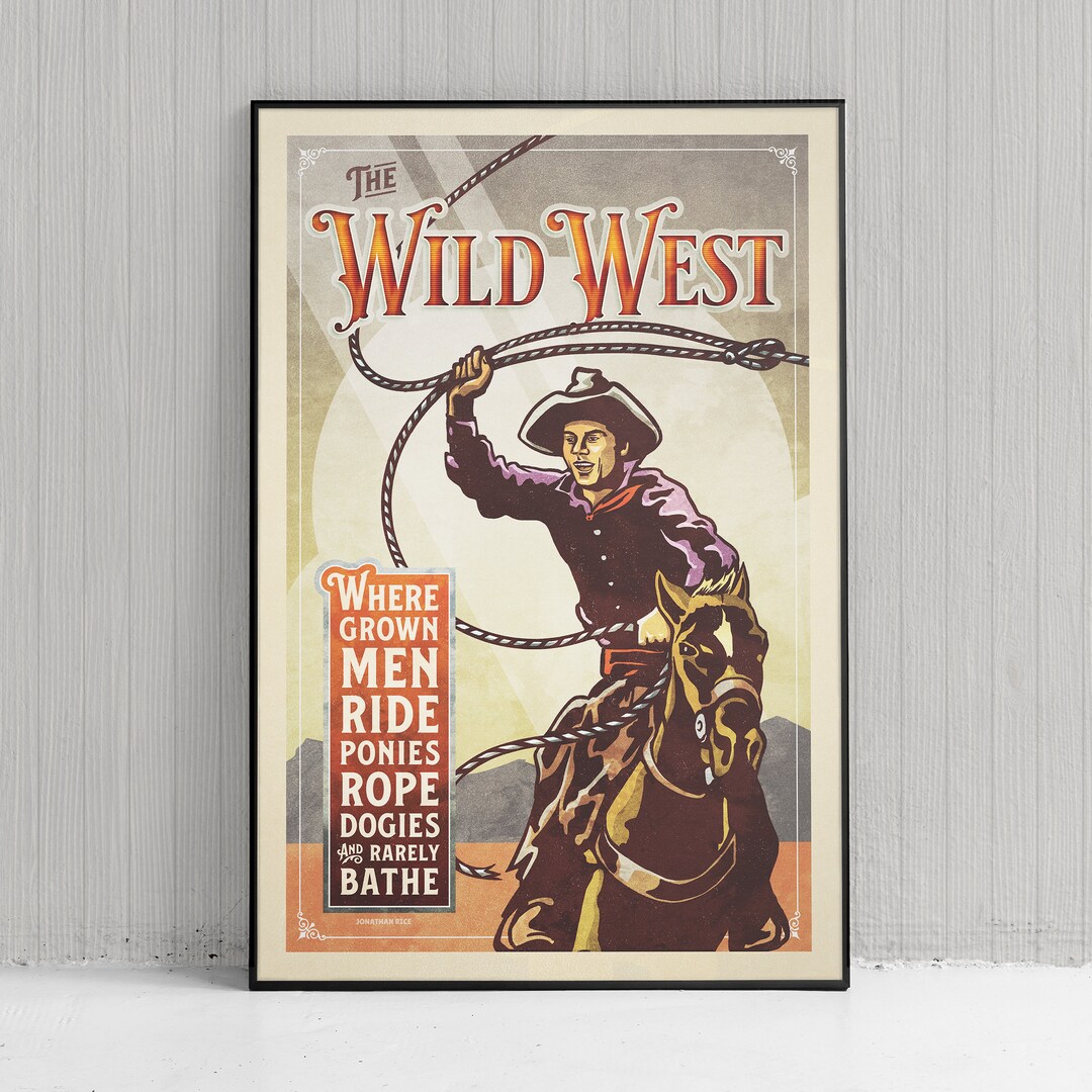 Vintage Inspired Humorous Cowboy Coffee Giclée Art Print - Etsy