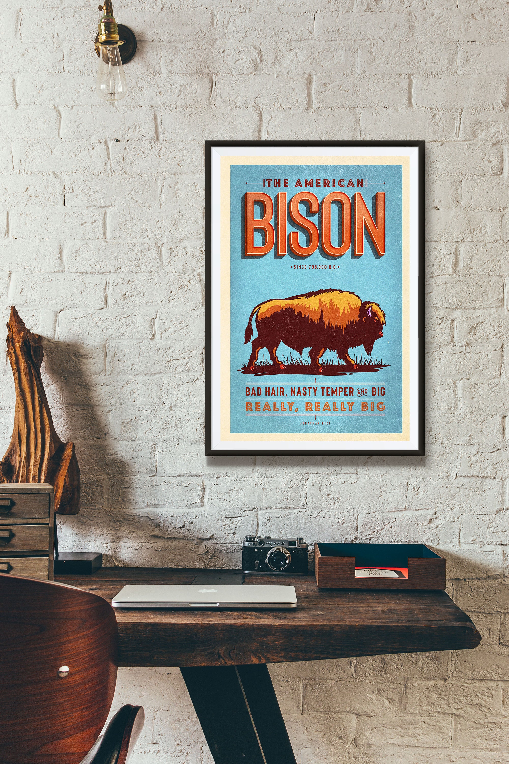 Retro Style Humorous Bison Poster Bison Print American - Etsy