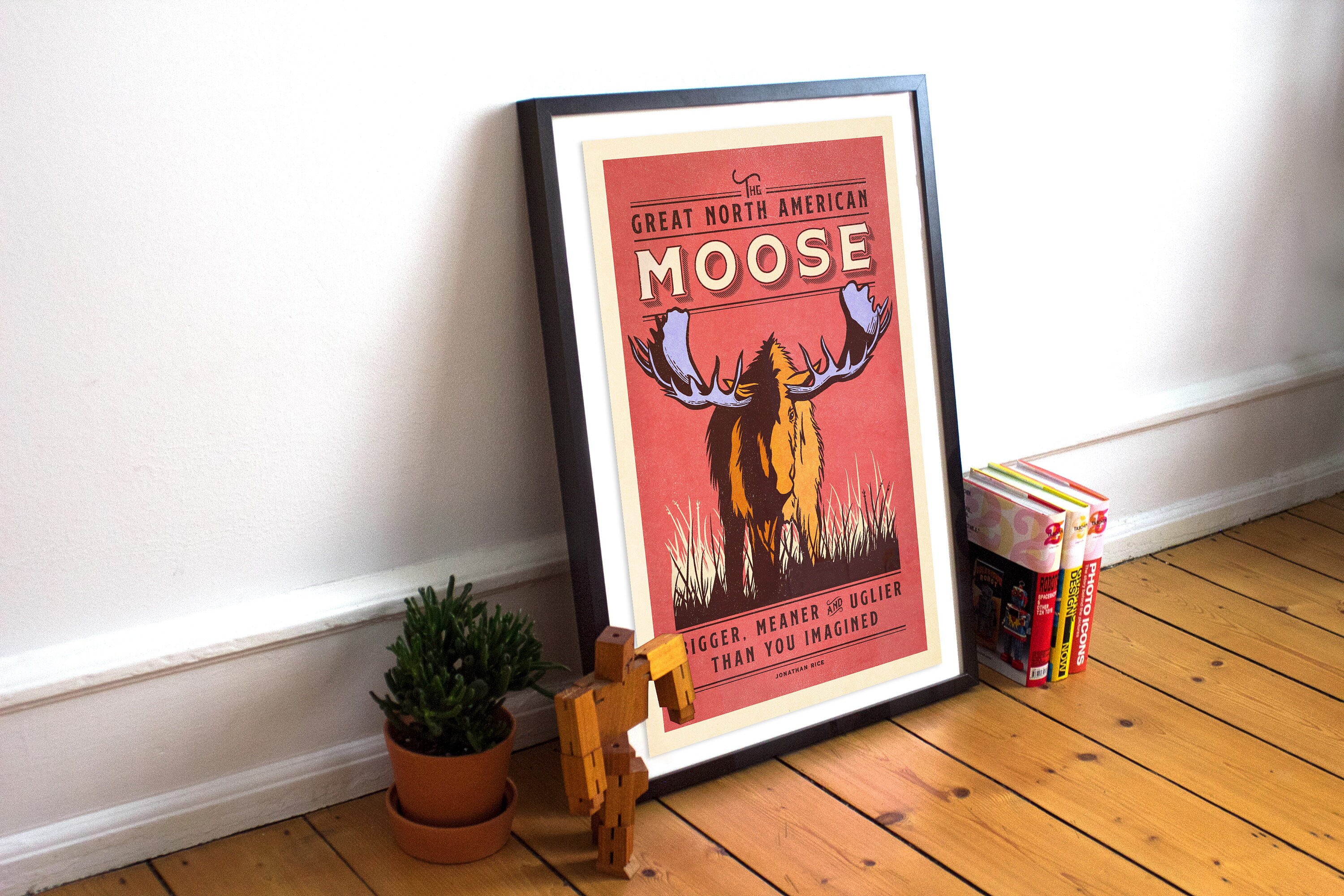 Retro Style Humorous Moose Poster - Moose Print - American Animals ...