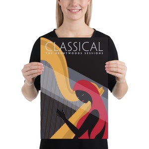 Lovely Harp Player Poster - Classic Music Poster Wall Art Print - Music ...