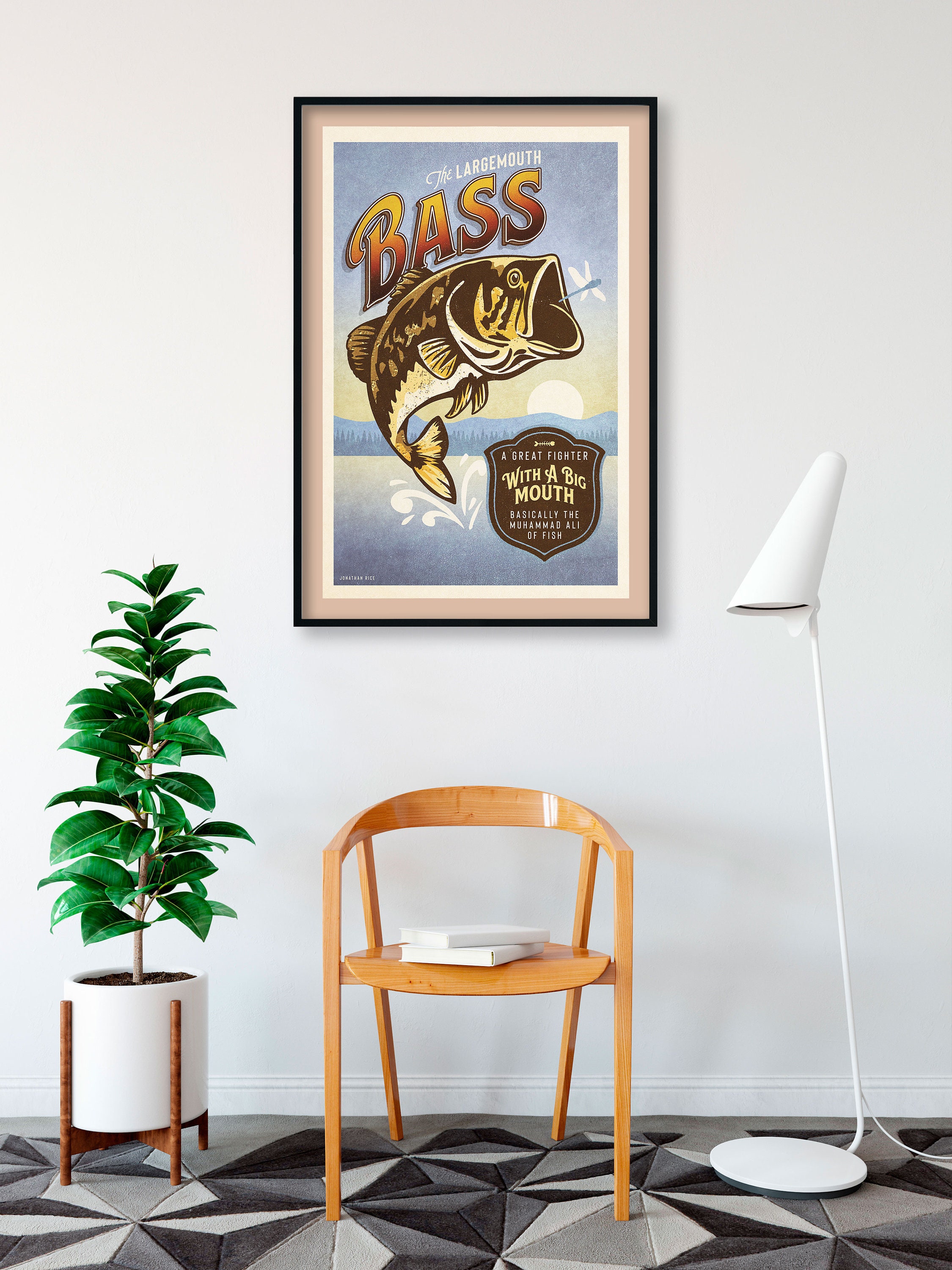 Retro Style Humorous Largemouth Bass Poster Largemouth Bass | Etsy