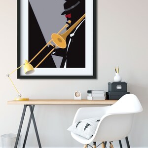 Cool Jazz Trombone Music Poster for Music Studio Decor, Office Wall ...