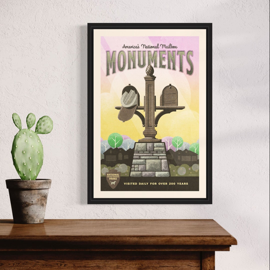 Mailbox Monument Art Print: Vintage National Park Inspired Home Decor ...