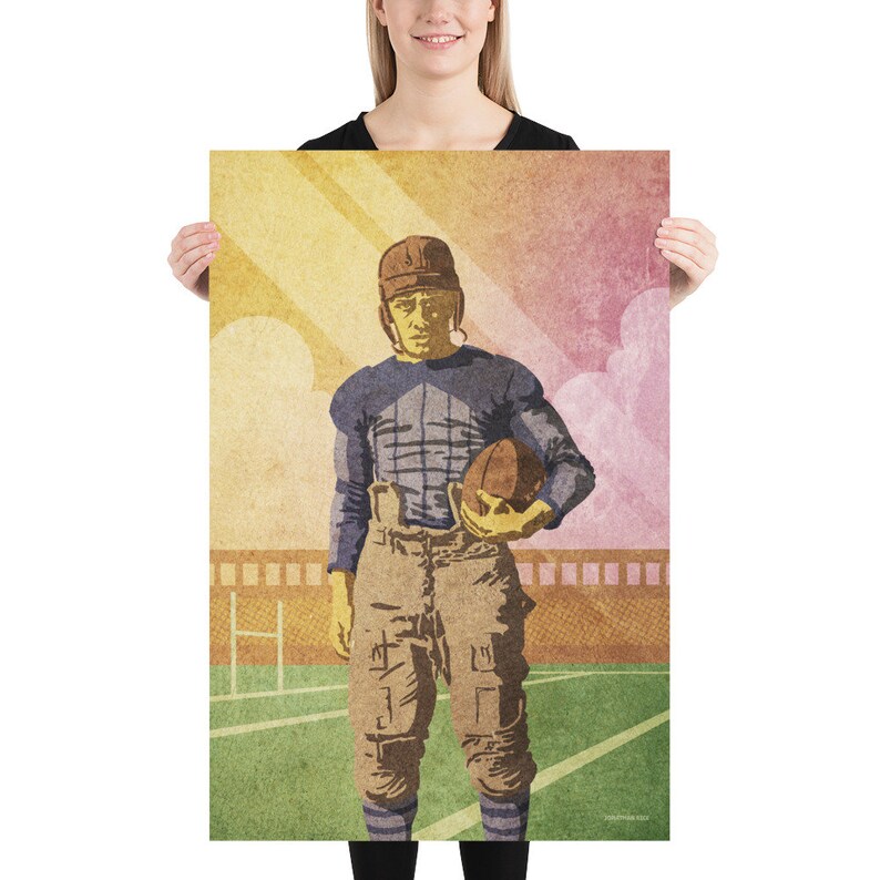 Football Player Art Print Circa 1920s Retro Sports Art - Etsy