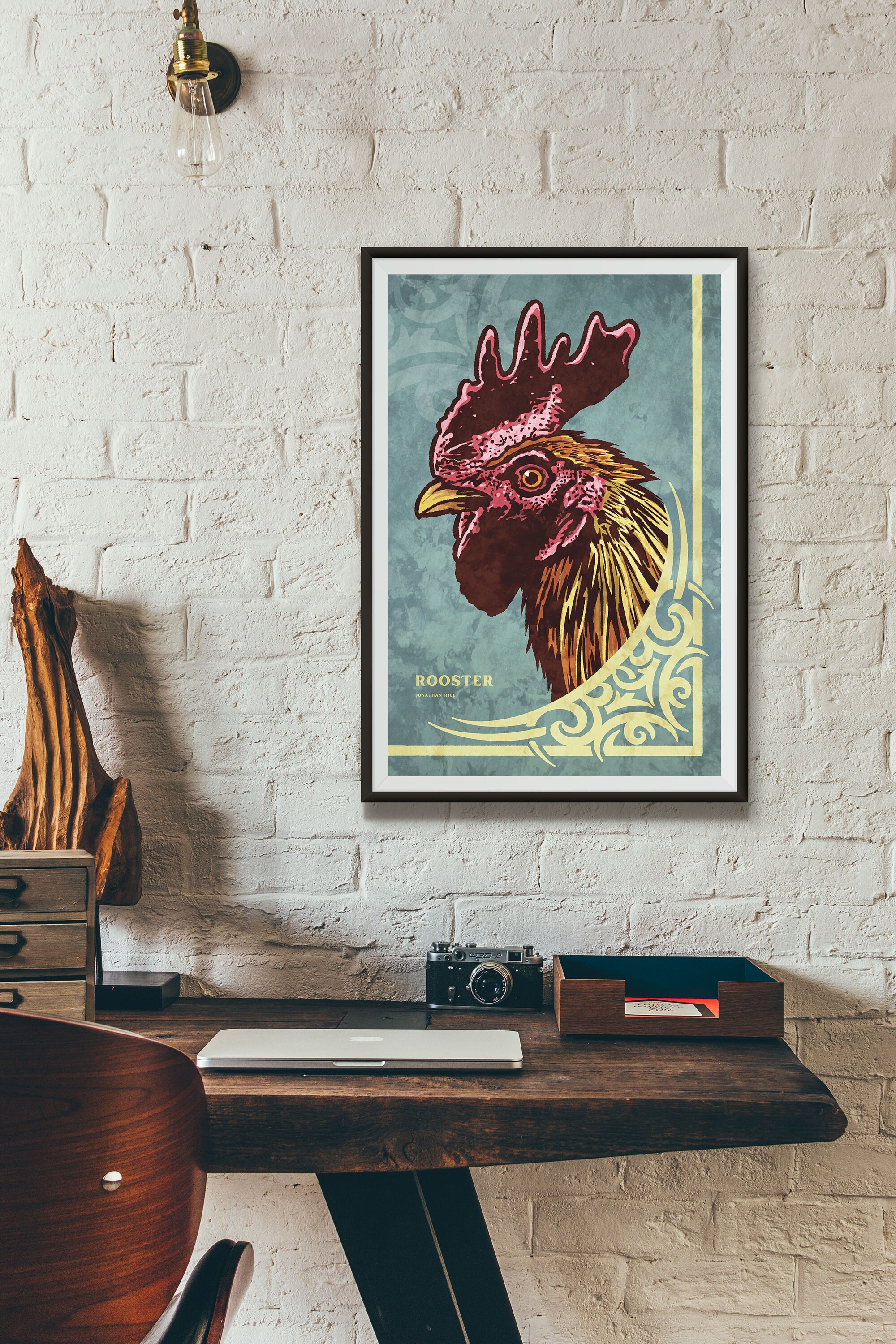 Vintage Inspired Ornate Rooster Poster - Bird Art Print - Wild Animals ...