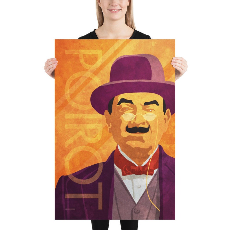 Hercule Poirot Poster Wall Art Print Book Lover Gift | Etsy